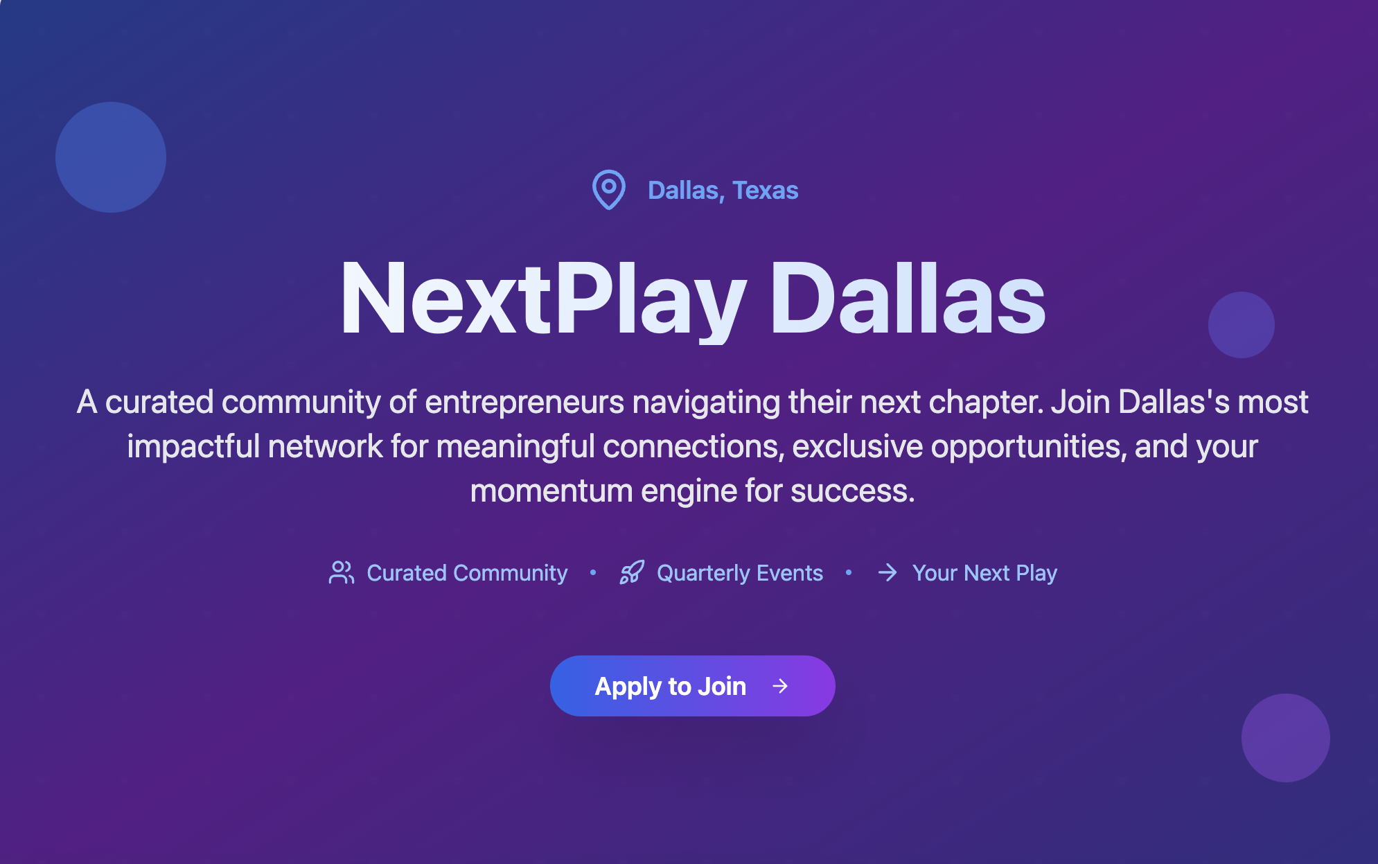 NextPlay Dallas - Connect with Elite Entrepreneurs